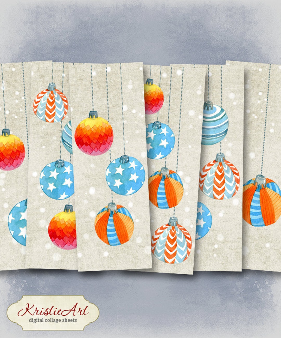 Christmas Balls - Digital Bookmark B011 Collage Sheet Printable ...
