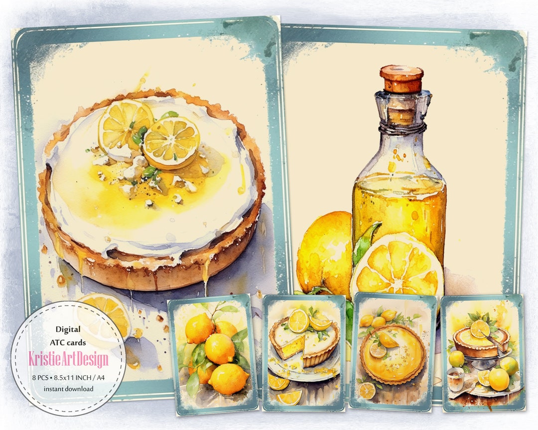 Citrus Delights - Lemon Recipe Cards Collection | Printable Lemon Art ...