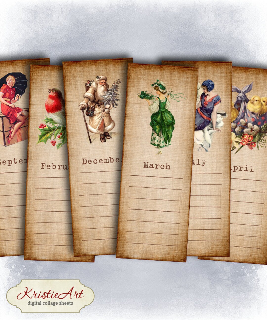 Calendar - Digital Bookmarks B007 Collage Sheet Printable Download ...