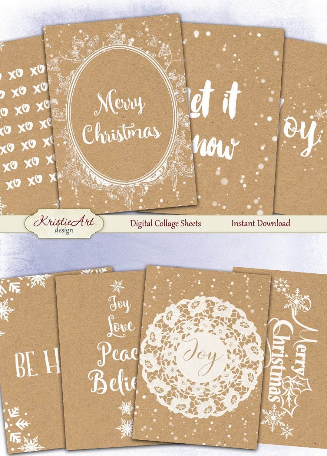 Christmas Joy - Digital Collage Sheet Digital Cards C136 Printable ...