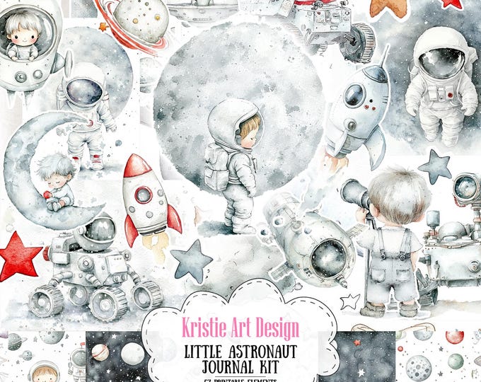 Little Astronaut Junk Journal Kit: Rocket Ships, Planets, Stars - 57 ...