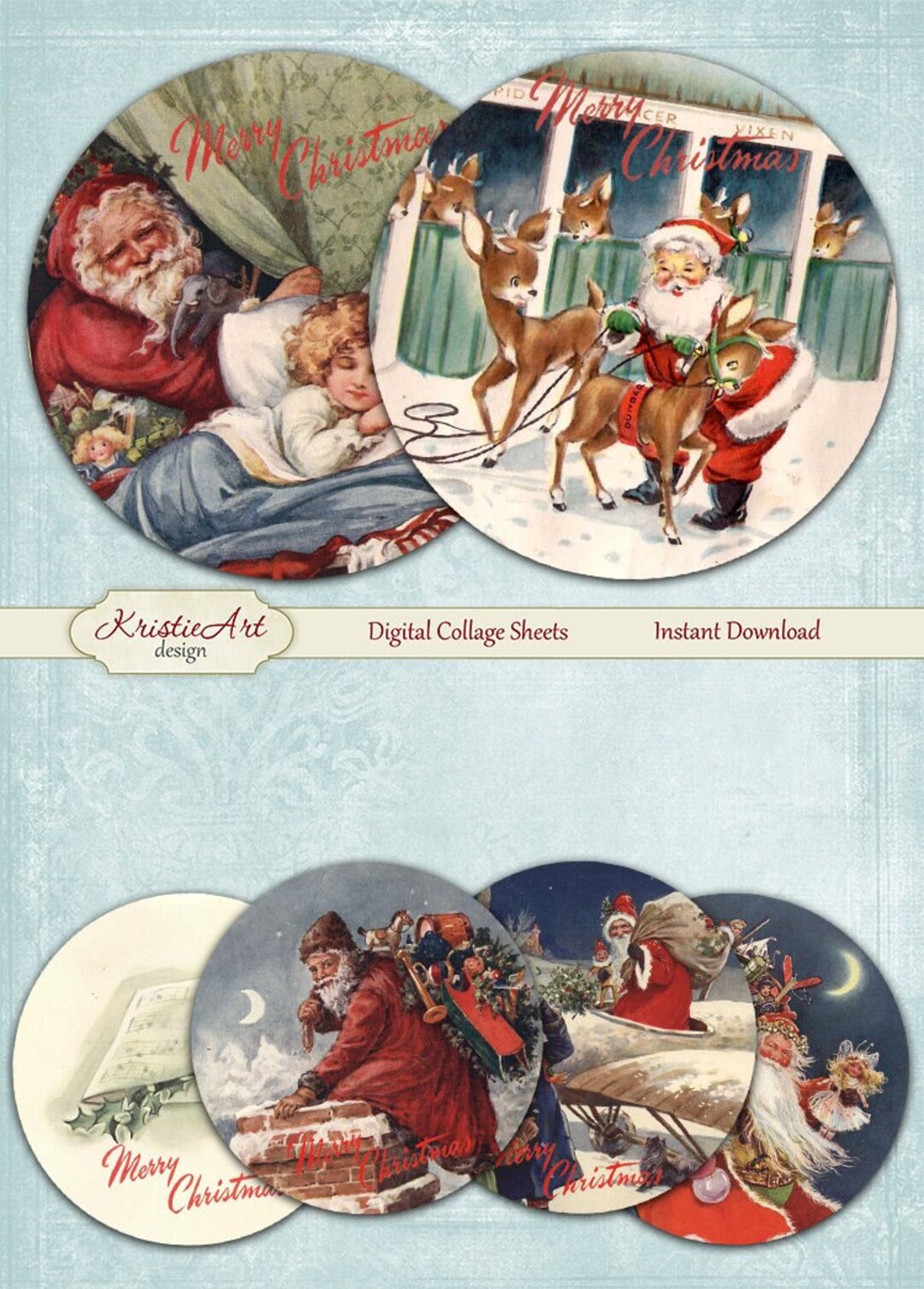 Merry Christmas - Digital Collage Sheet C214 Christmas Printable ...