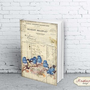 Blue Birds - Digital Collage Sheets Printable Download, Digital Cards ...