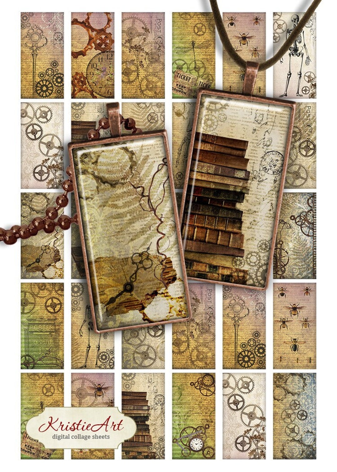Steampunk Digital Collage Sheet PR003 Printable Download 1x2 Inch Image ...