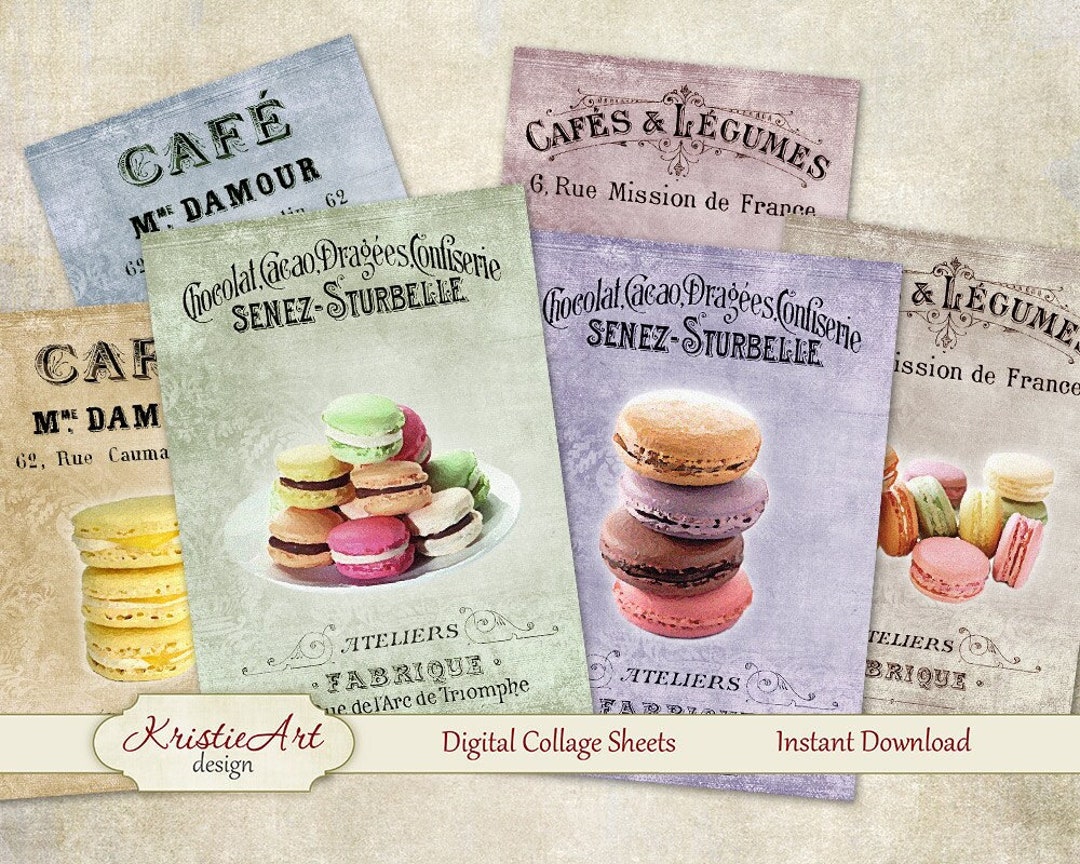 Macarons ATC Cards - Digital Collage Sheet Greeting Cards Printable ...