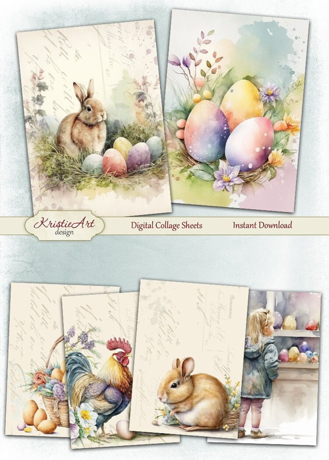 Joyful Easter Time Digital Collage Sheets for Scrapbooking and Crafts ...