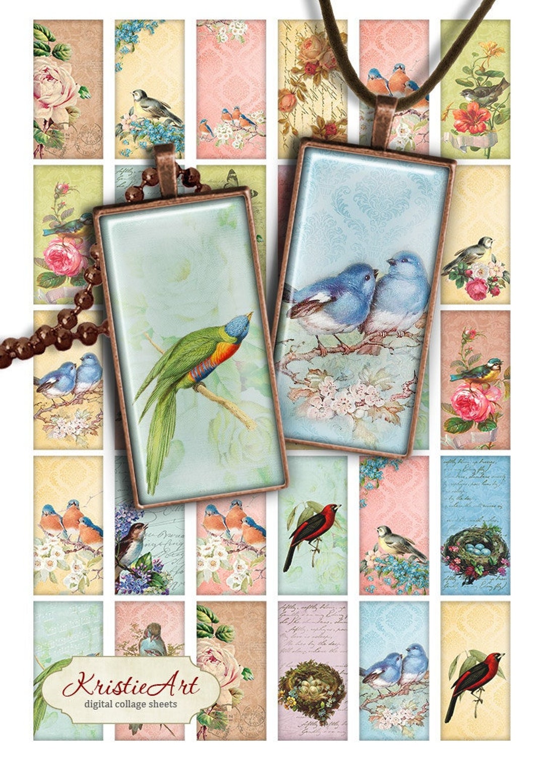 Spring Birds Digital Collage Sheet PR015 Printable Download 1x2 Inch ...