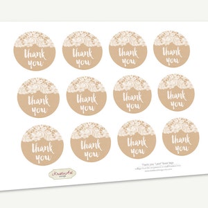 Printable Favor Tags "thank You" Lace, Printable Thank You Tag, Cupcake ...