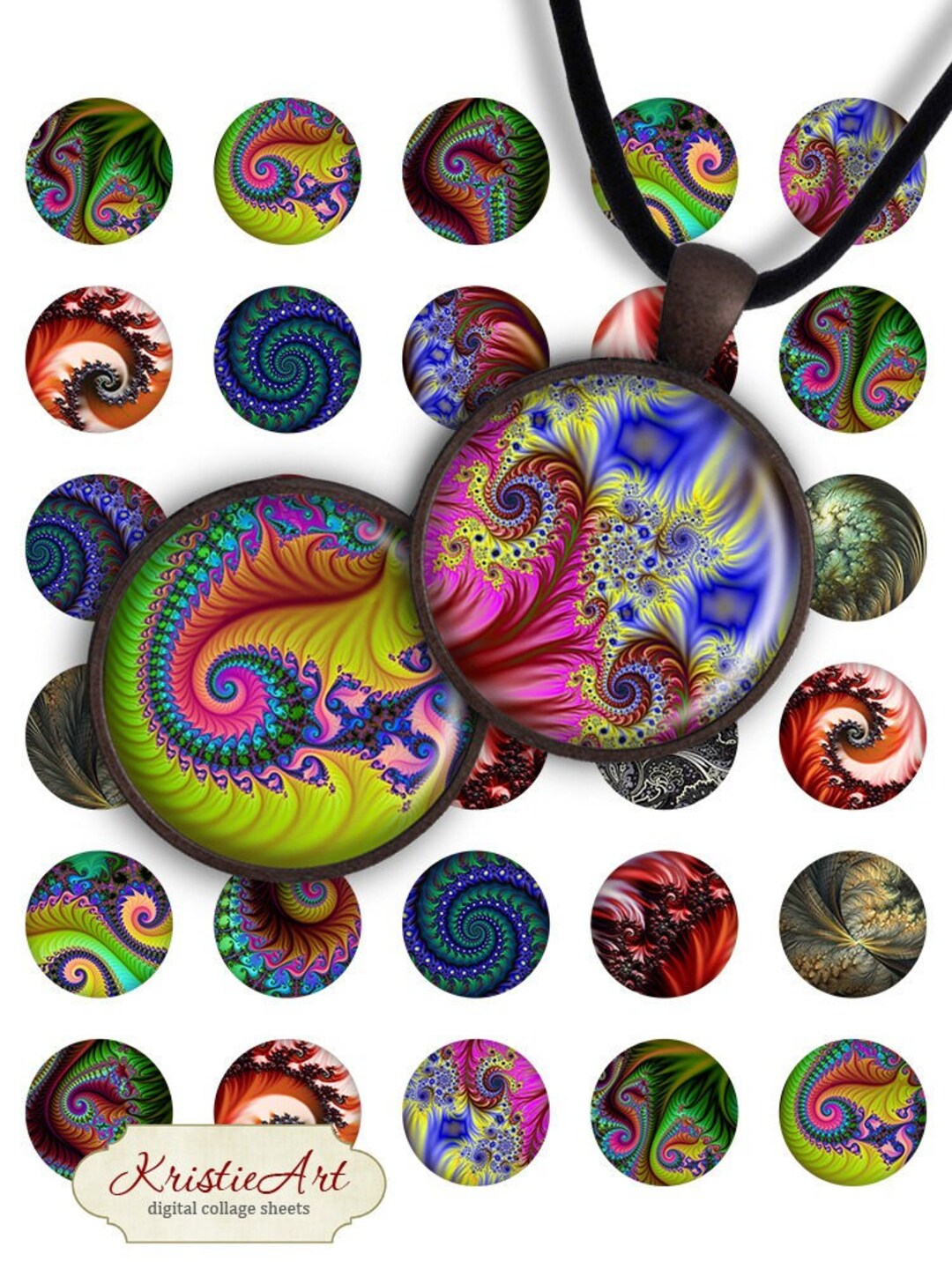 Circle Pendant Image - Fractal Marbles, PC011, Printable Download ...
