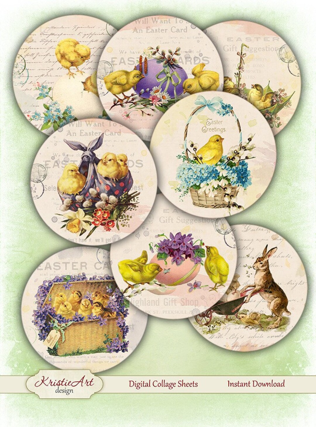 Retro Easter Cards - Digital Card Collage Sheet Printable Download ...