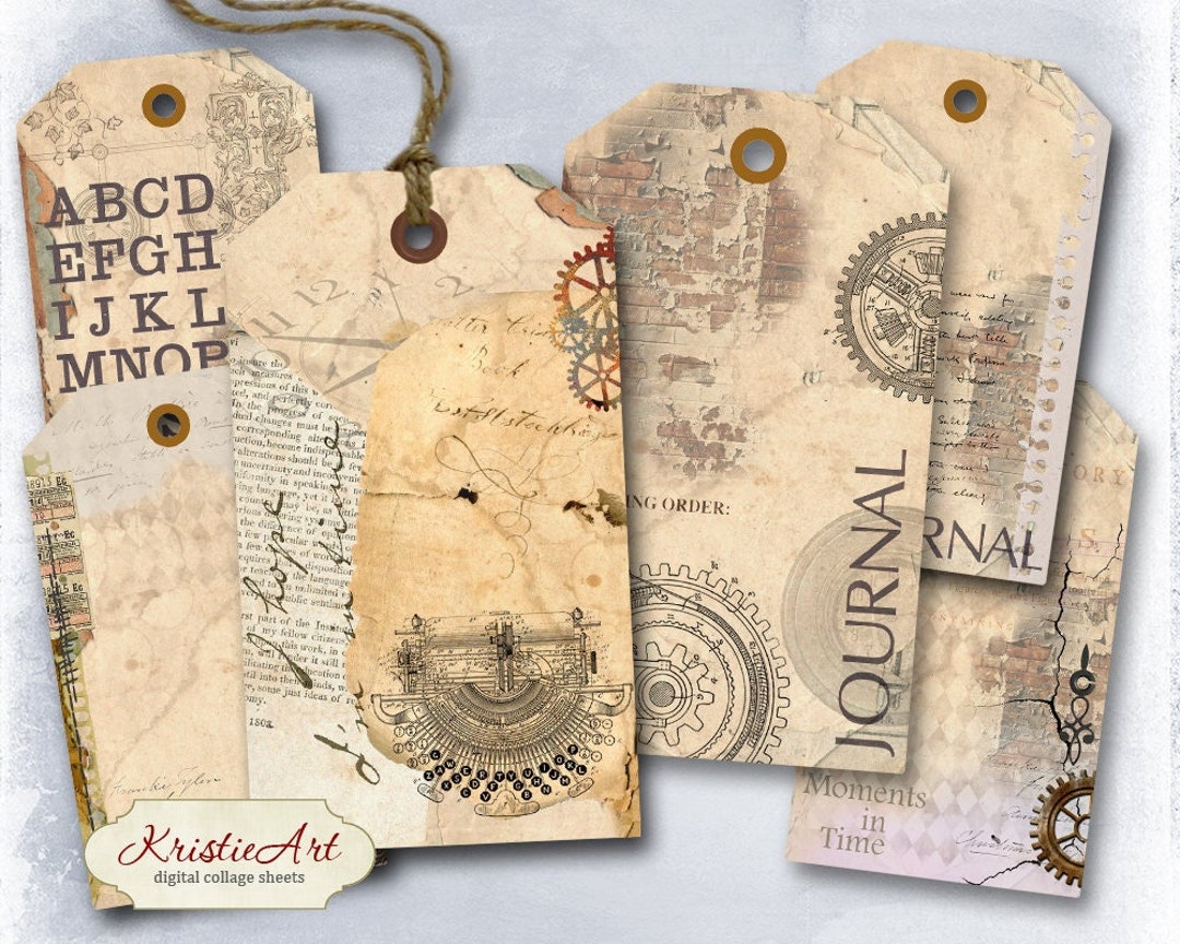 Digital Tags - Steampunk, T015. Retro Ephemera Tags - Etsy