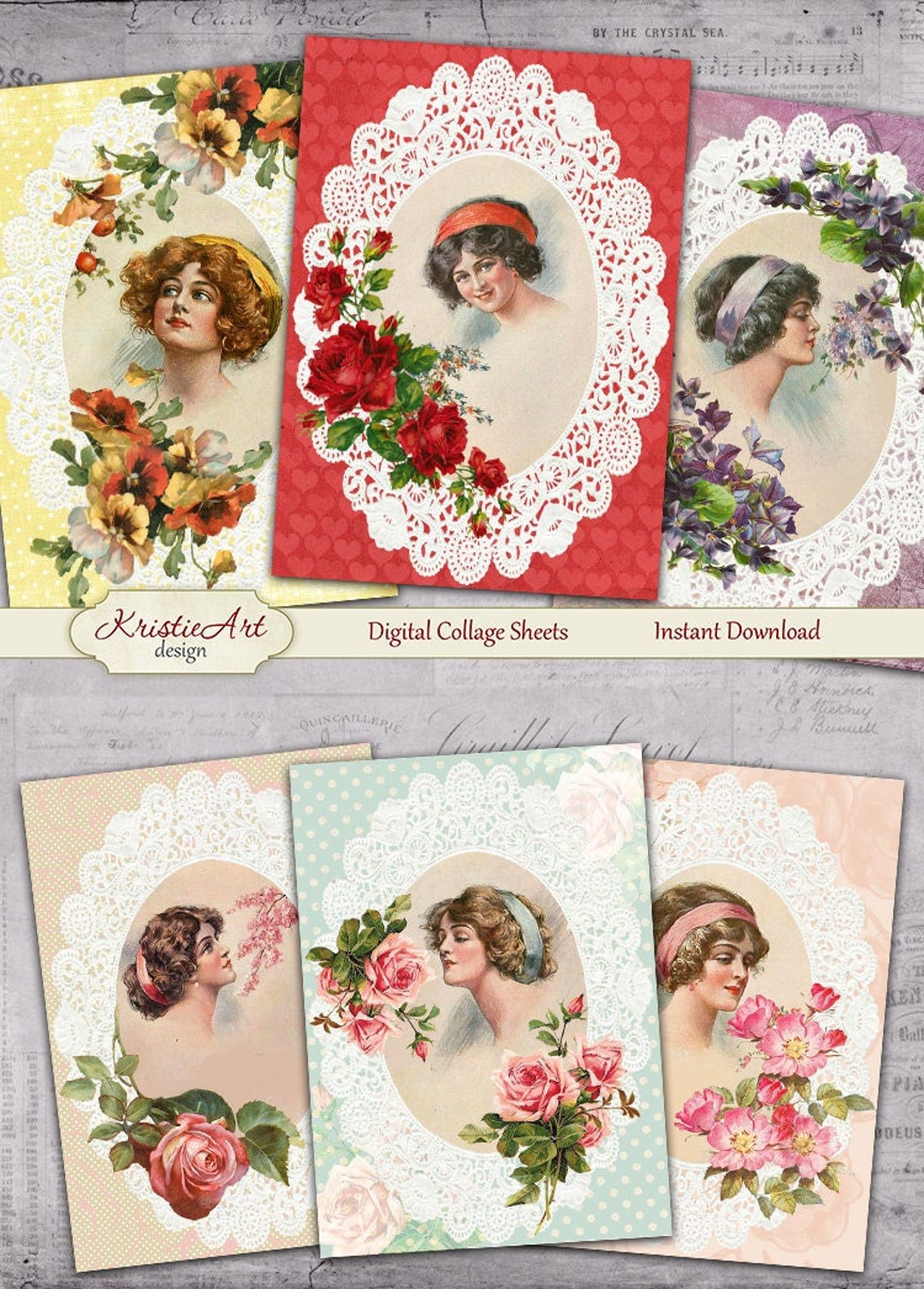 Retro Ephemera ATC Cards - Digital Collage Sheet, Printable Download ...