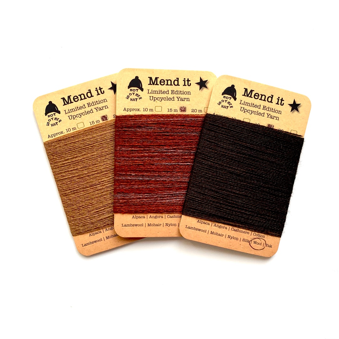 Wool Mending Yarn, Trio, Brown, Re-made, Upcycled, Hand Dyed, Assorted ...
