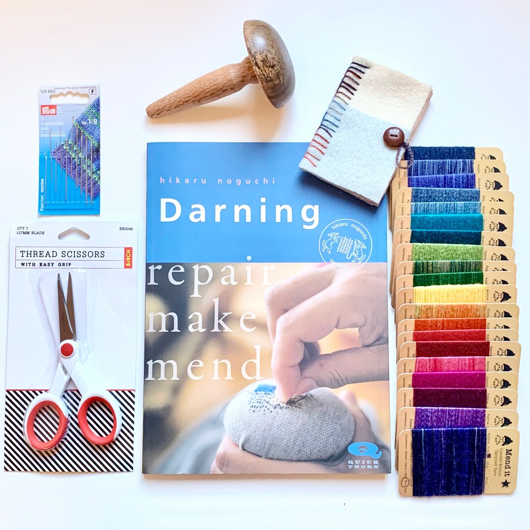 Mending Kit, Deluxe, Darning, Upcycled Yarn, Darning Kit, Mending Tools ...