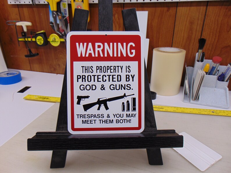 WARNING This Property is Protected by God Guns Bullets - Etsy