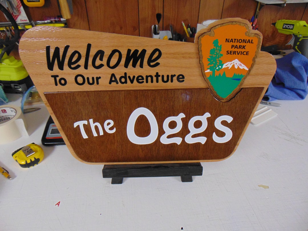 National Park Sign, NPS Welcome, Camping RV Sign, Air BNB Guest House ...