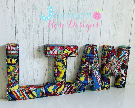 Marvel Fabric letras nombre letras acolchadas A-Z | Etsy España