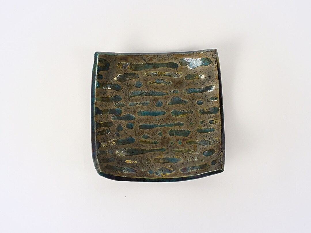 Squared Raku Plate, Decorative Plate, Fruit and Nut Keeper, Candle ...