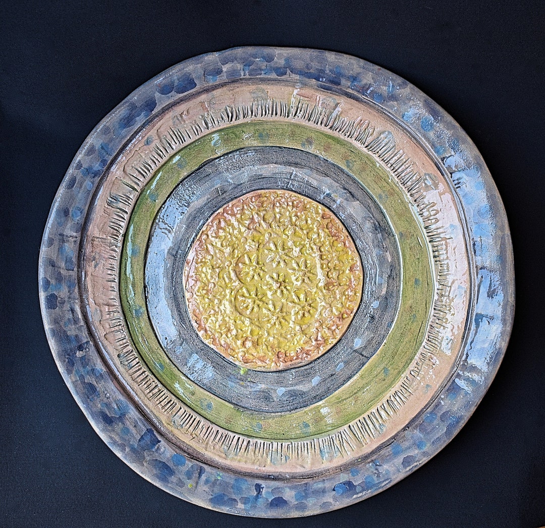 Decorative Plate, Ornamented Dish, Rounded Mandala Decorated Accent ...