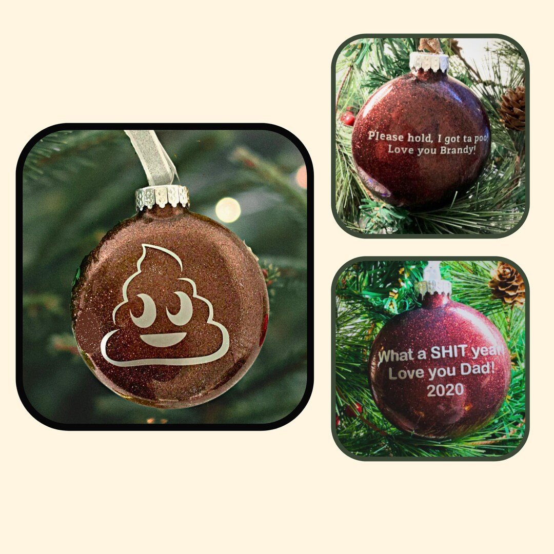 Glitter Poop Emoji Christmas Ornament 2024, Funny Personalized Gag Gift ...