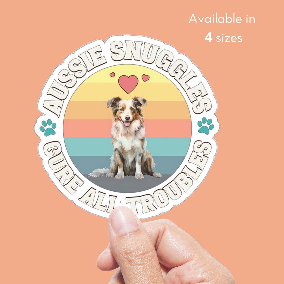 Australian Shepherd Decal, Aussie Dog, Retro Dog Birthday Sticker ...