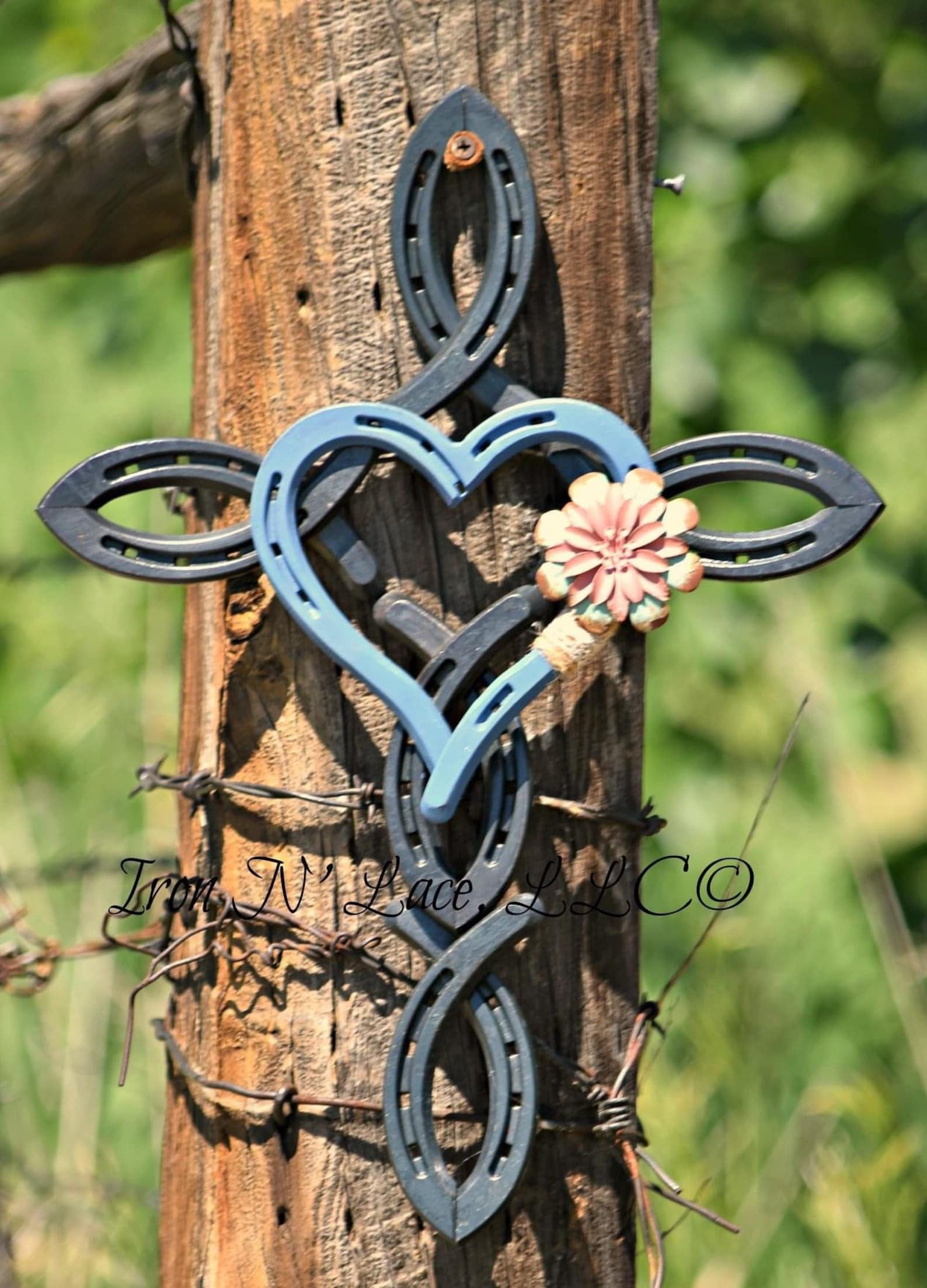 Natural Horsehsoe Cross With Heart© custom Color Heart - Etsy