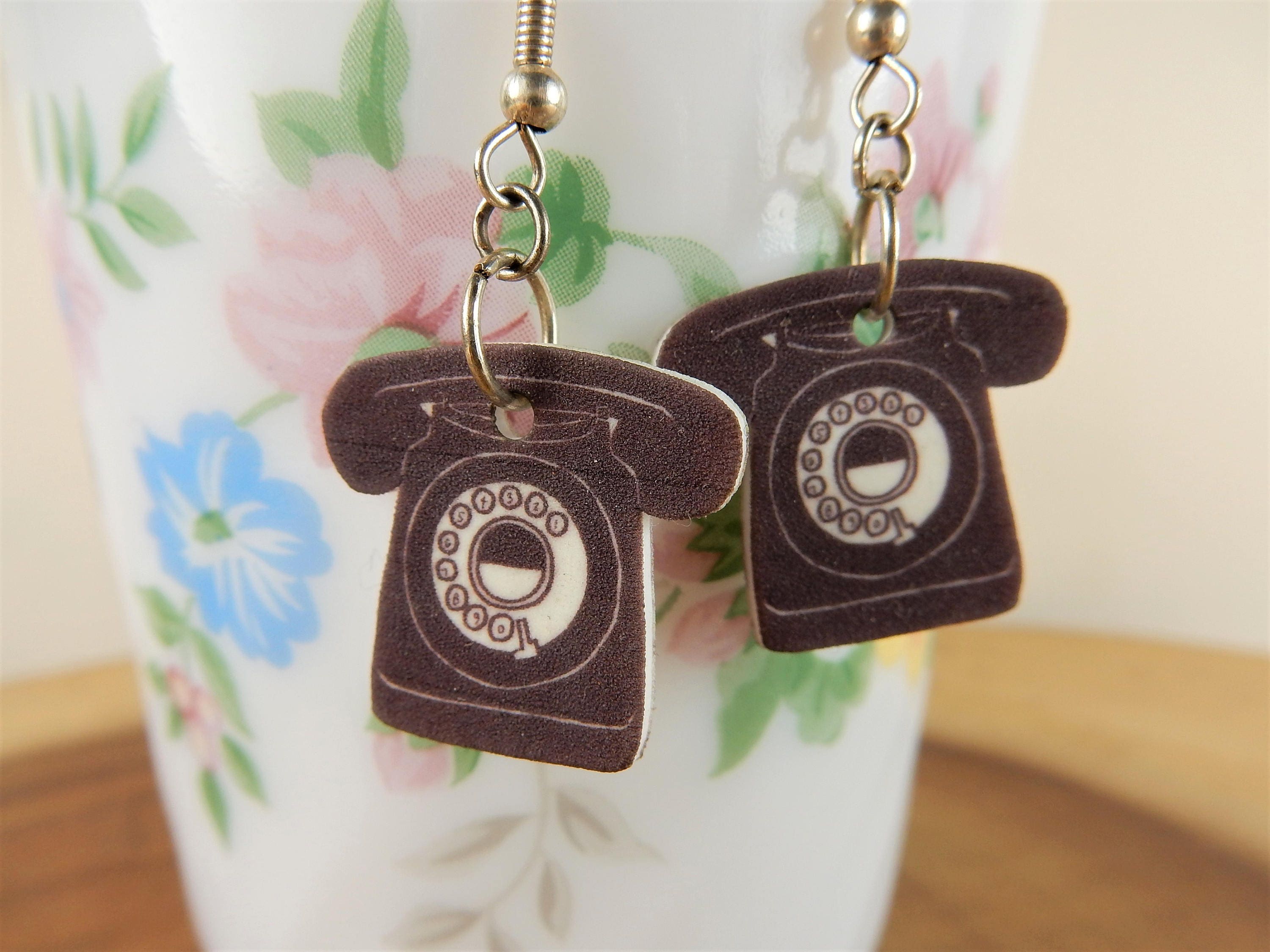 Retro Mid Century Rotary Telephone Earrings - Etsy