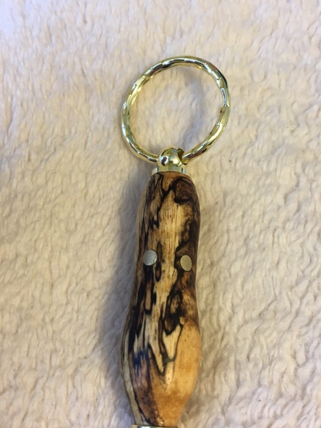 Exotic Wood Keychain. Spalted Tamarind With Brass Inlay and 24k ...