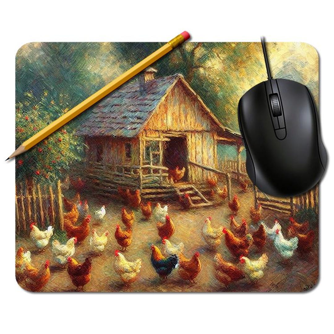 Chickens, Chicken Coop Mouse Pad Neoprene Mouse Mat, Birds - Etsy