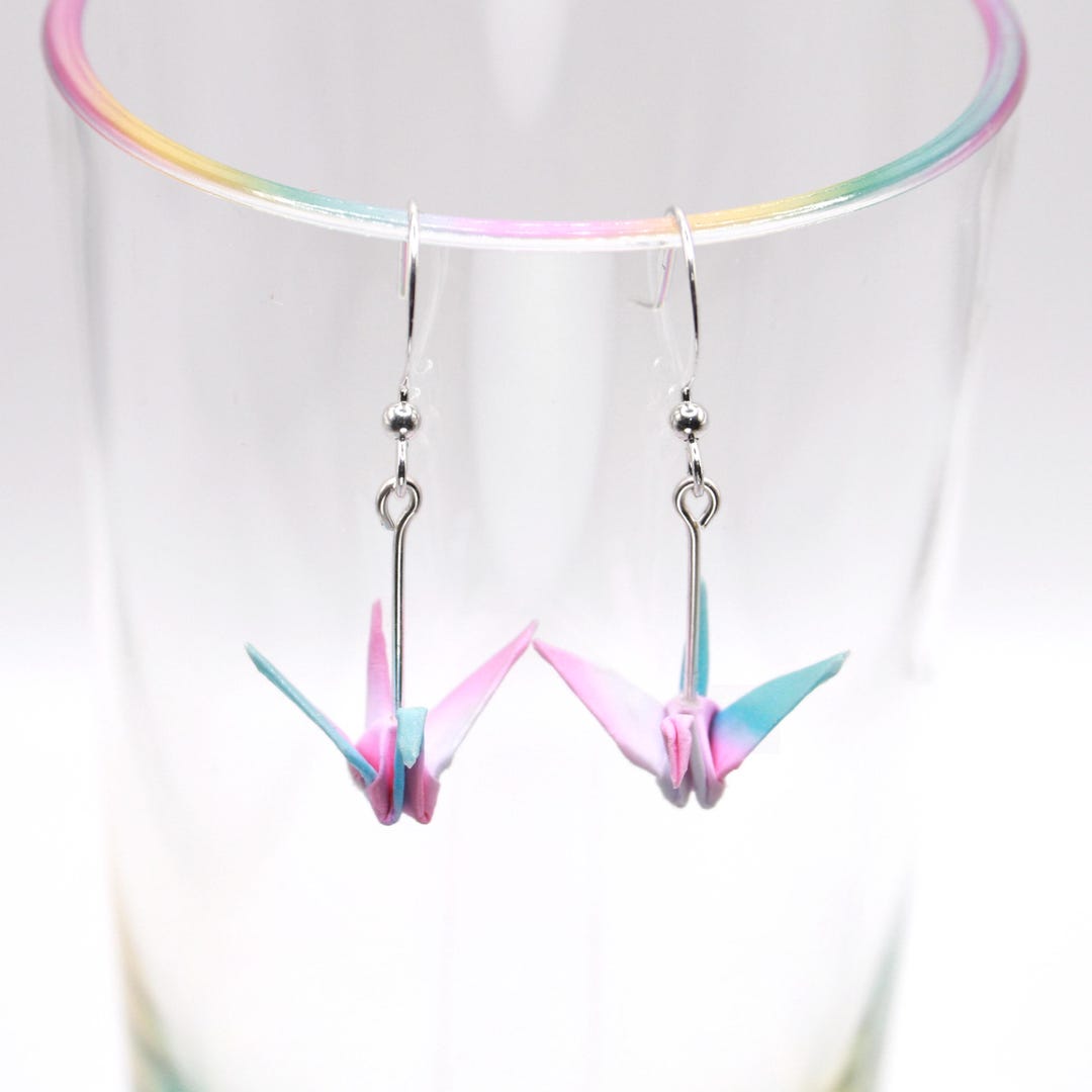 Trans Pride Earrings.origami Crane Earrings.transgender Flag.pride Gift ...