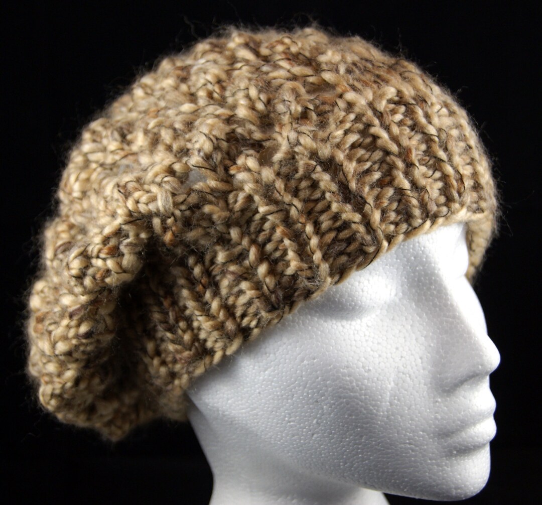 Hand Knit Woolly Hat. Large Slouchy Hat, Slouchy Beret. Knit Hat for ...