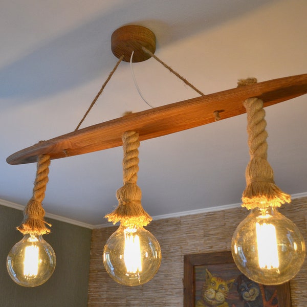 Wood Handmade Rope Ceiling Lamp - Etsy