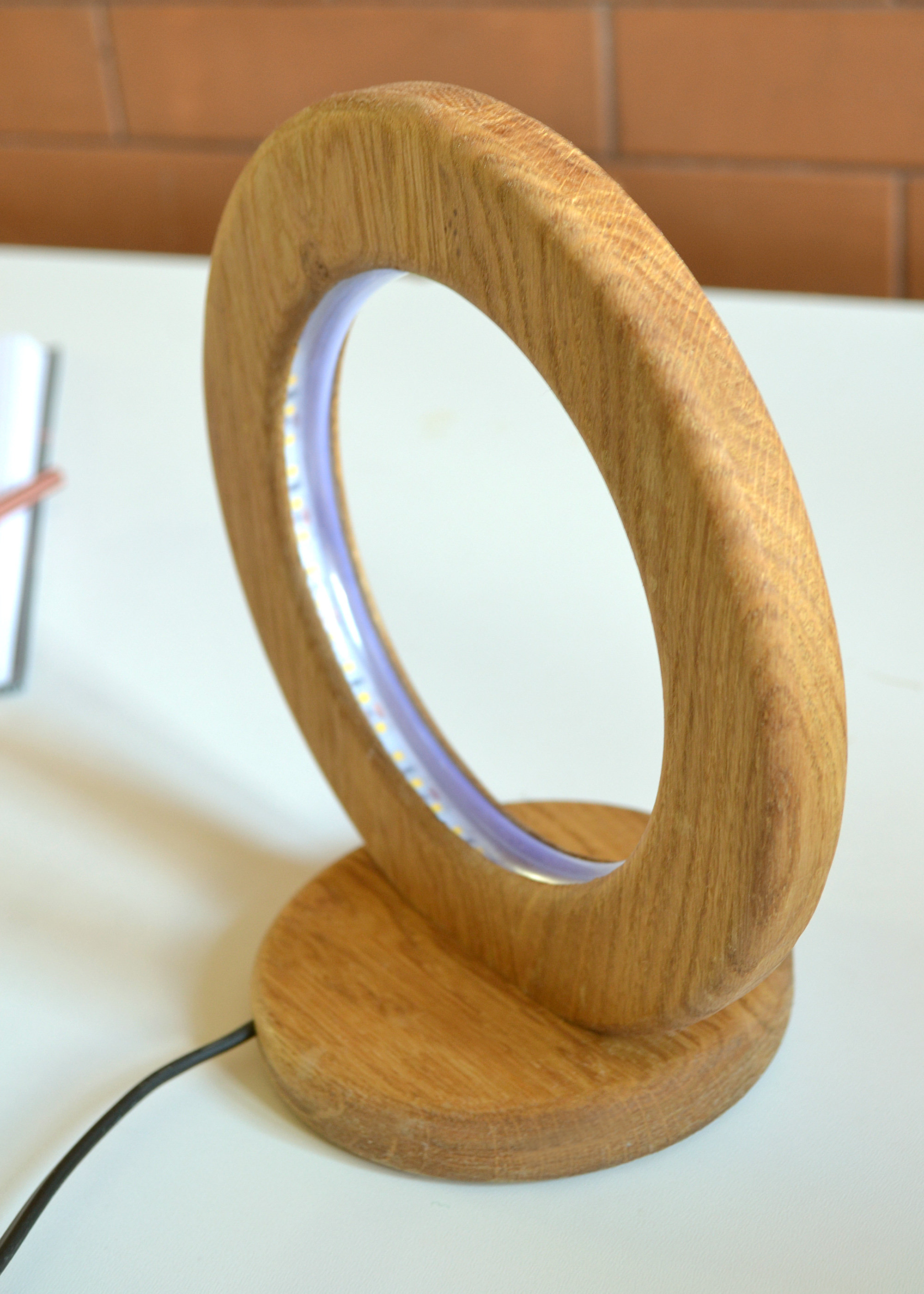 Table Lamp of Natural Oak, Wooden Table Light, Wood Bedside Lamp, Ring ...