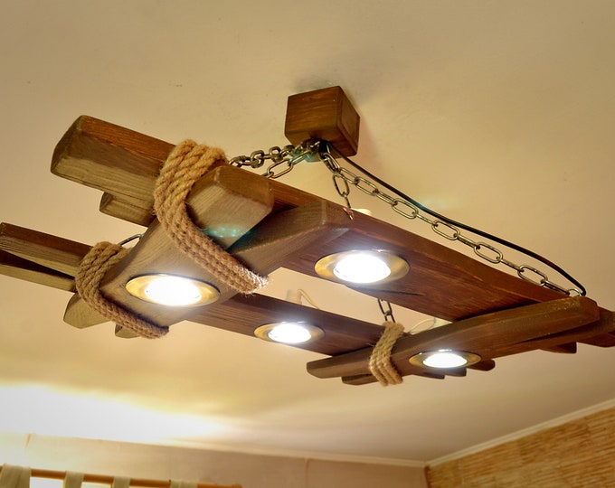 Wooden Chandelier is Made of Natural Wood, Ceiling Light, Ceiling ...