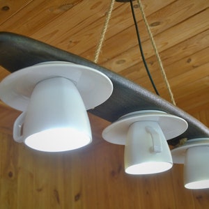 Pendant Kitchen Ceiling Light of Oak Black Stained and Cups, Lighting ...