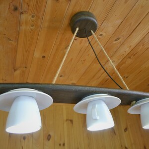 Pendant Kitchen Ceiling Light of Oak Black Stained and Cups, Lighting ...