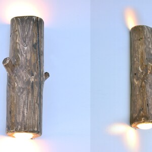 Pair of Wooden Wall Lights, Set of Sconces Made of Wood, Log Lamp ...