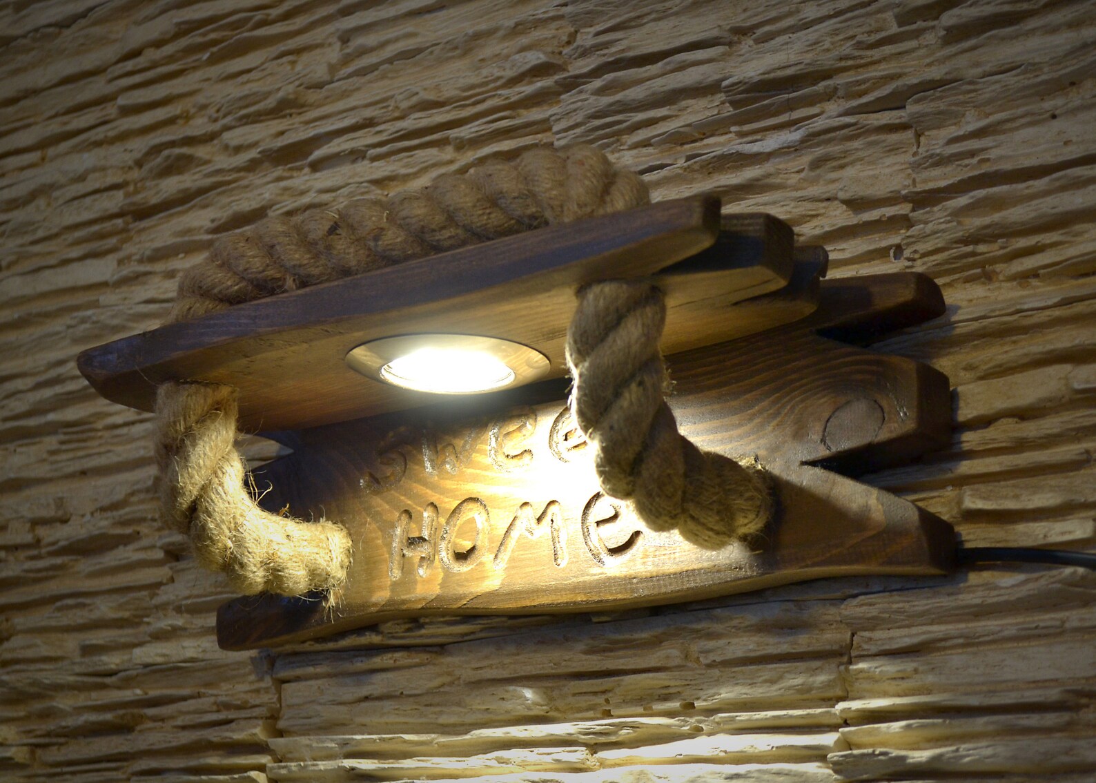 Wooden Wall Sconce, Wall Light From a Natural Wood, LED Light for Wall ...