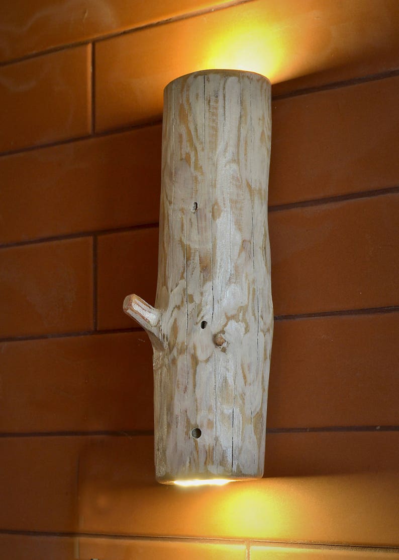 Wooden sconce wall light from natural log driftwood lamp | Etsy