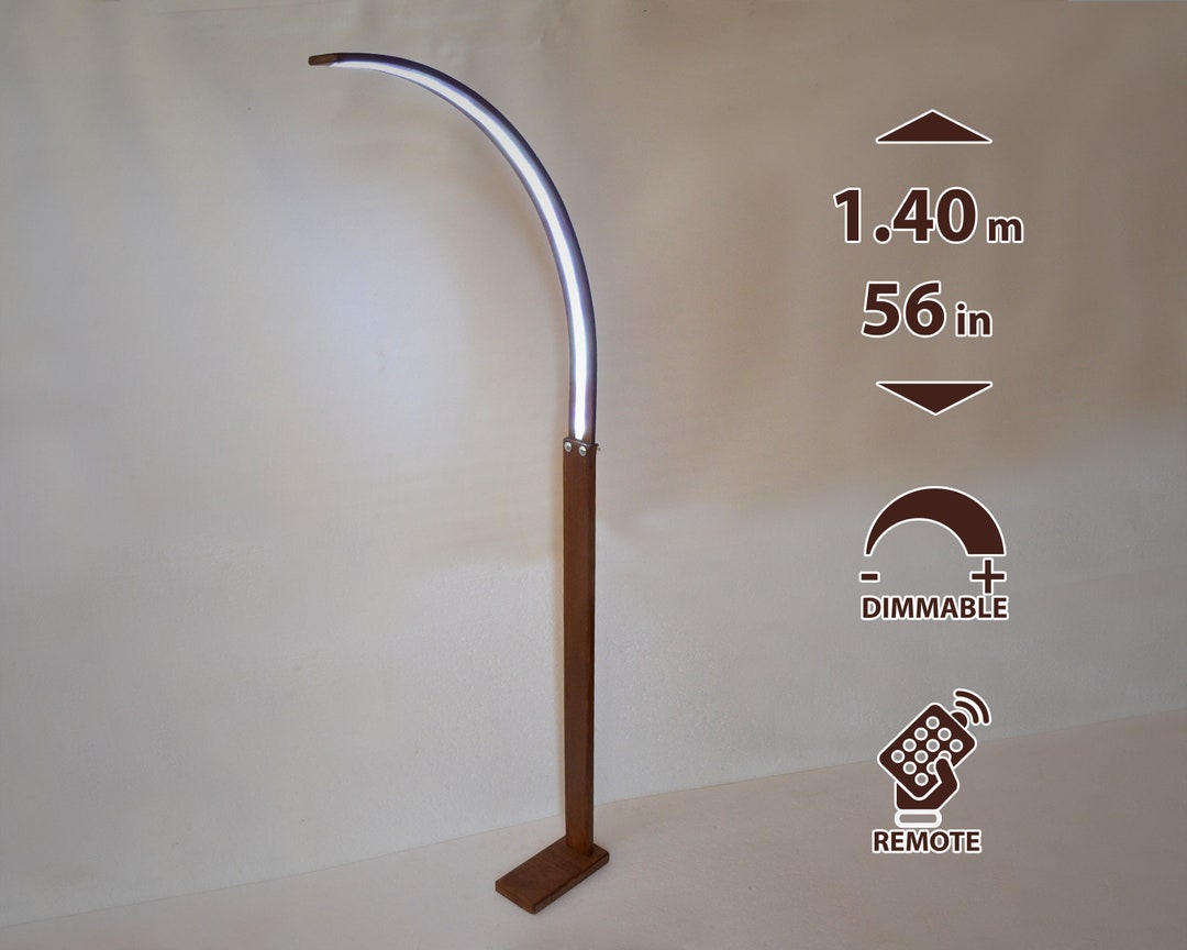 Natural Dark Wood Curved Floor Light 56 Inches Tall, Curved Wooden ...