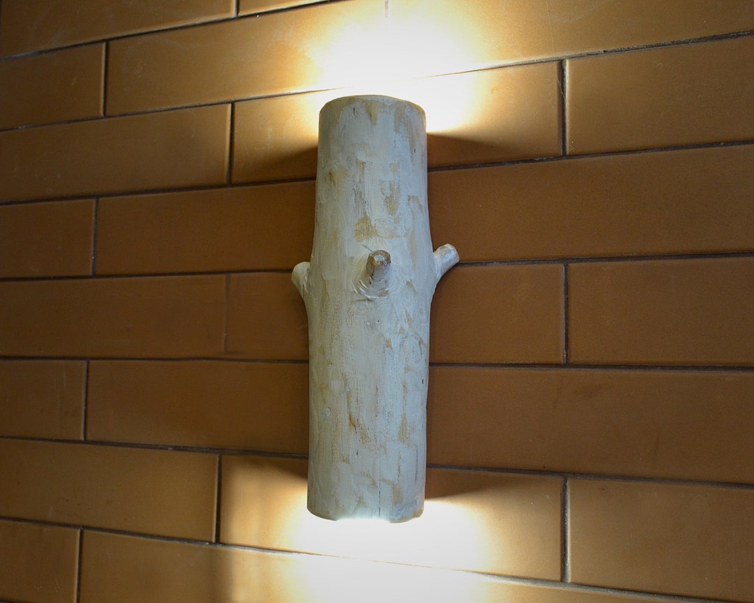 Wooden Sconce, Wall Light From Natural Log, Driftwood Lamp, Wall Log ...