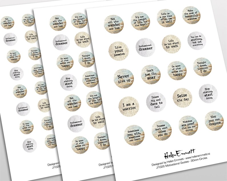 Motivational Quotes 30mm 25mm 1 Inch & 20mm Circles - Etsy