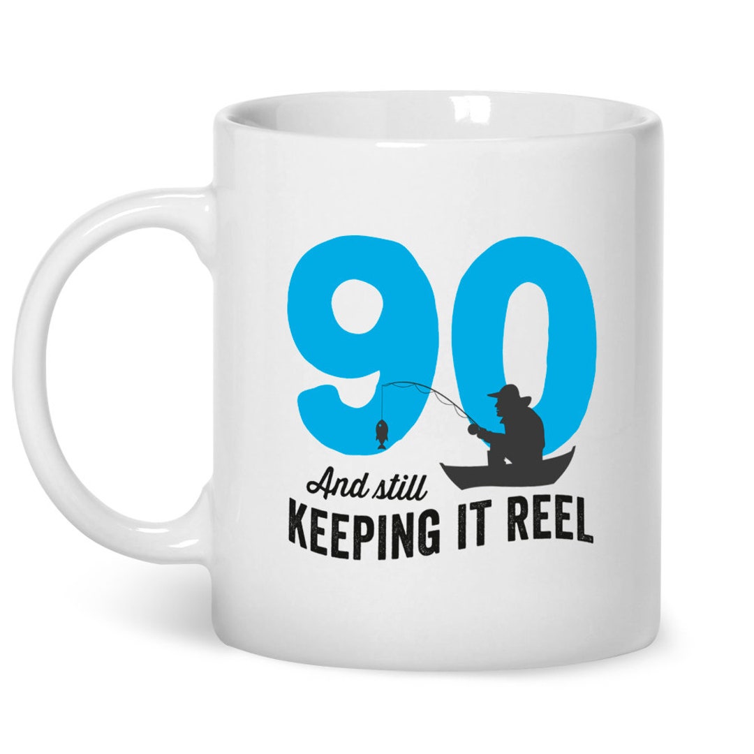 90th Birthday Gift Mug Fishing Coffee or Tea for Men and Women Gift ...