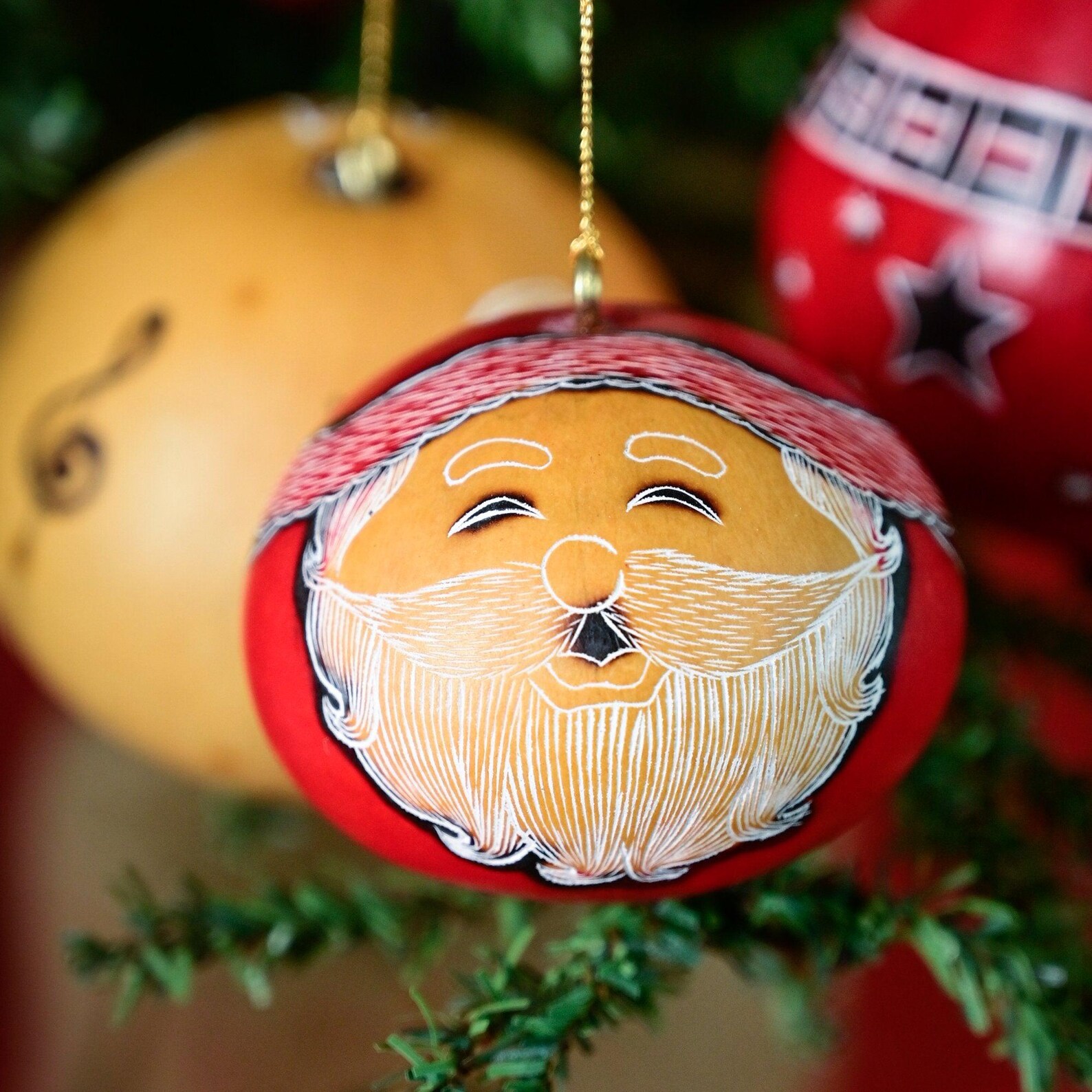 Santa Smile - Mini Gourd Ornament - Etsy