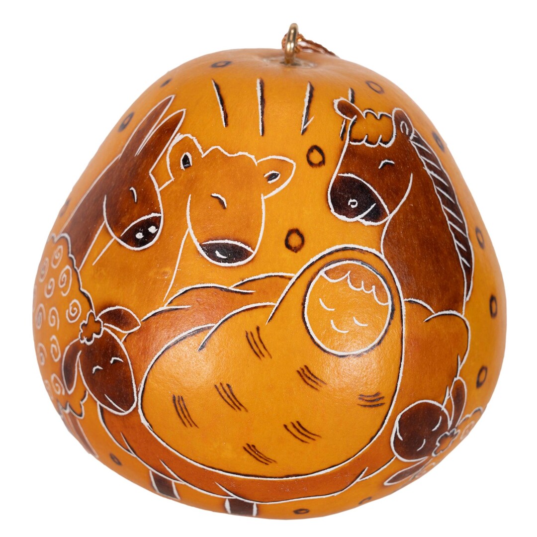 Adoring Baby Jesus - Gourd Ornament - Etsy
