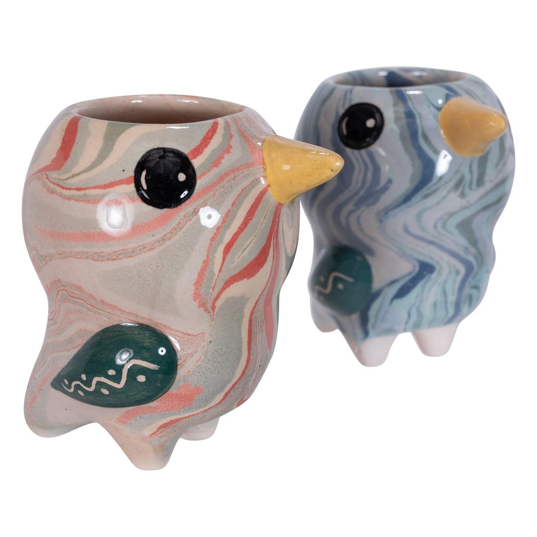 Bird Pio - Swirly Mini Ceramic Plant Pot - Assorted - Etsy