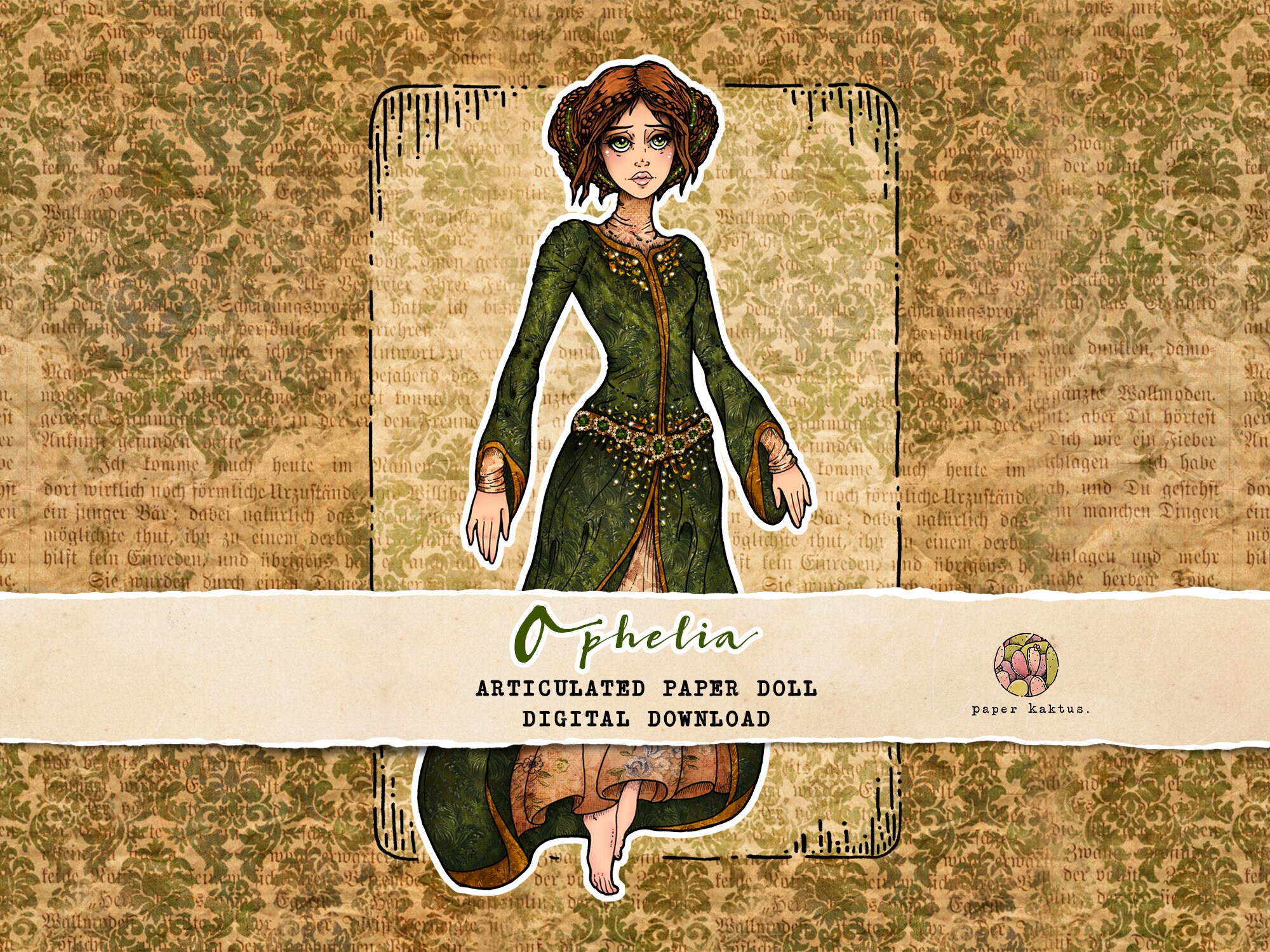 Ophelia Doll Download, Paper Doll Download, Paper Doll Printable, Paper ...