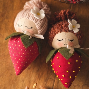 Strawberry Doll Sewing Pattern and Tutorial, Strawberry Toy Pattern ...