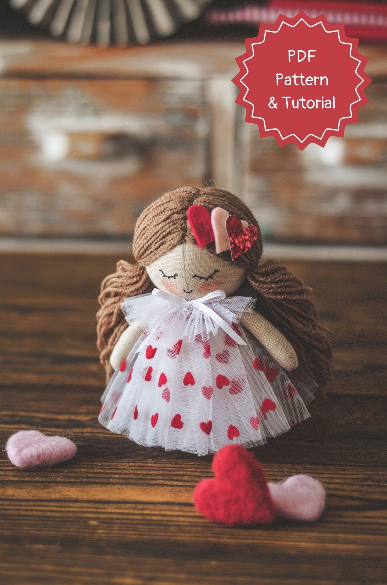 Valentines Doll Sewing Pattern and Tutorial, Doll Easy Sewing Pattern ...