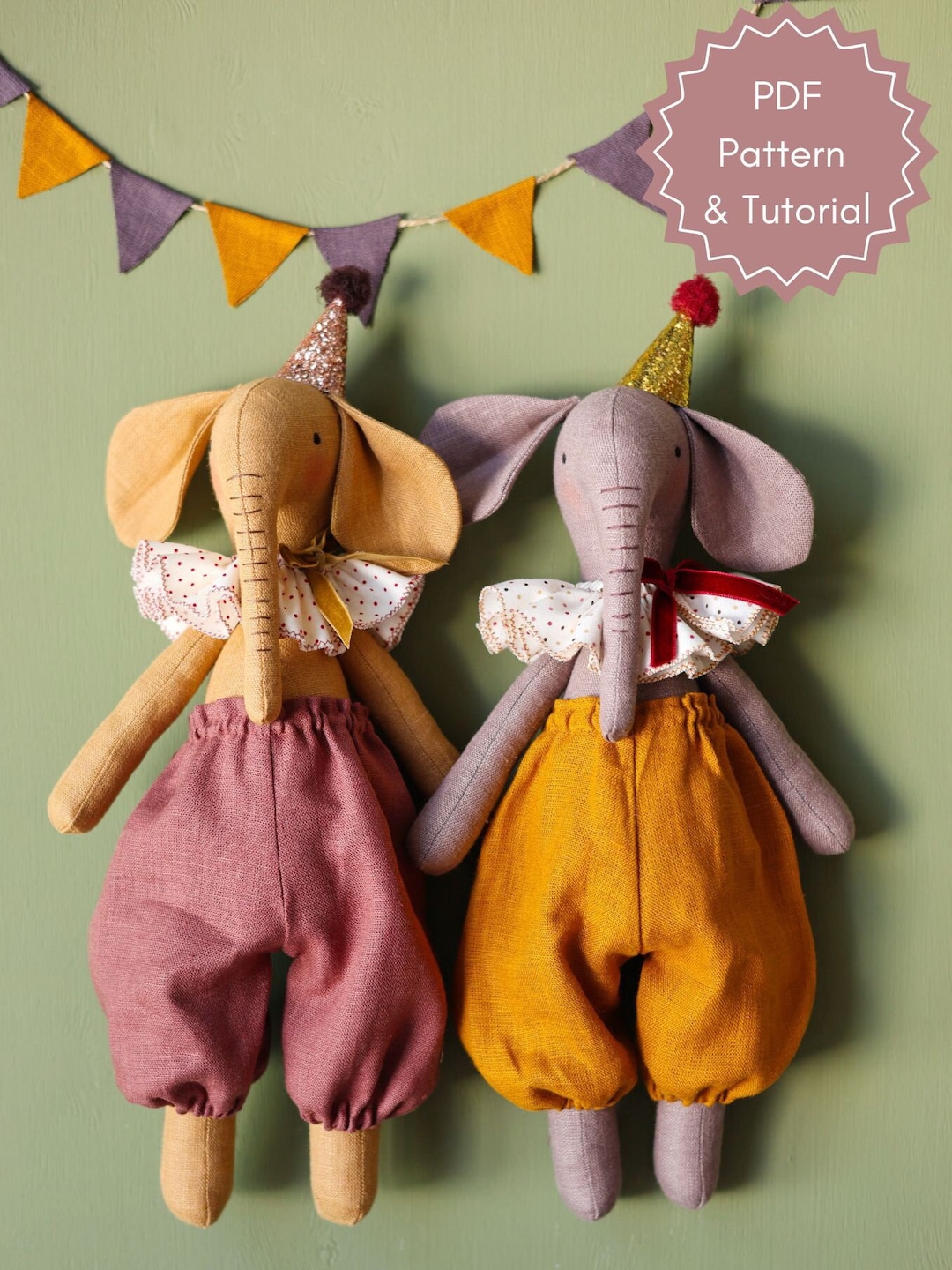 Stuffed Elephant Sewing Pattern and Tutorial, Fabric Elephant Pattern ...